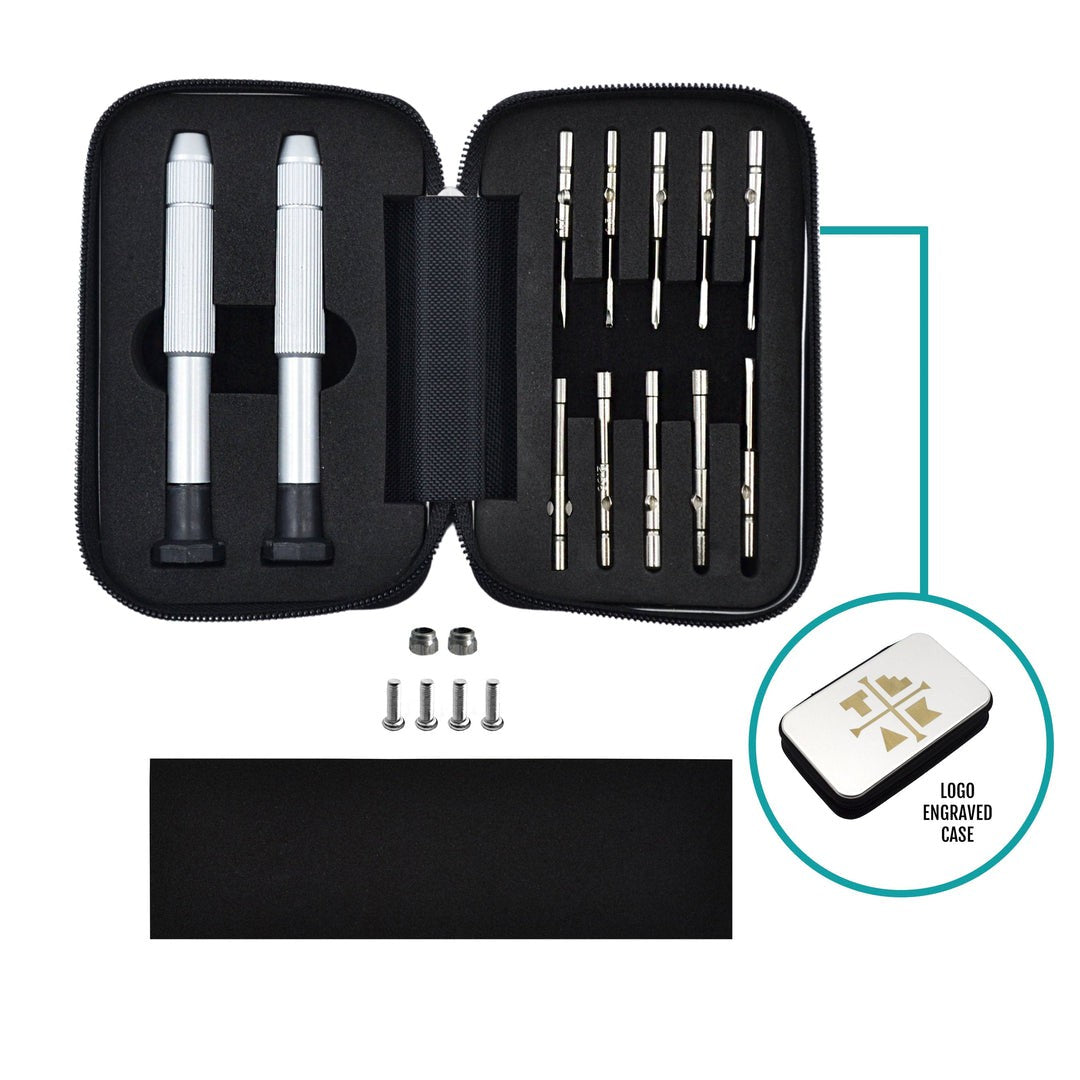 Teak Engraved Fingerboard Repair Kit [logo case, nuts, screws & tape ...